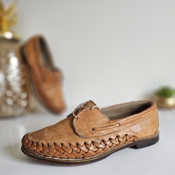 Aztec | Shoes | 8s Aztec Genuine Leather Cognac Woven Shoes Made In ...